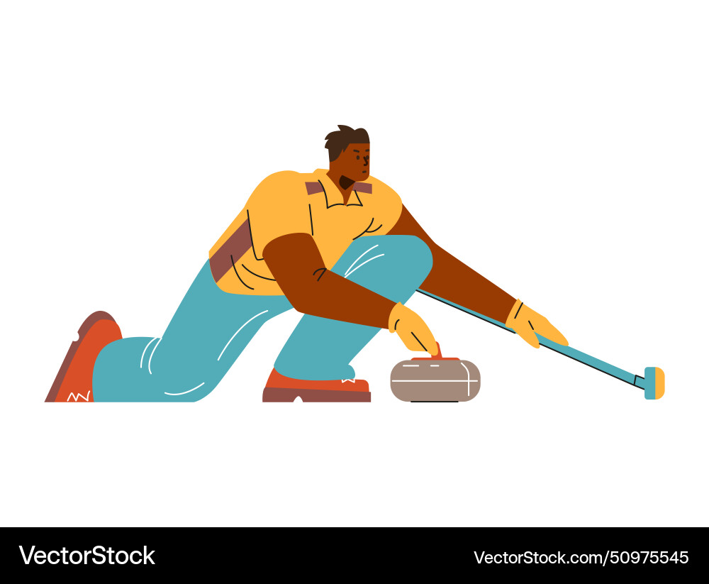 Curling with a male curler Royalty Free Vector Image