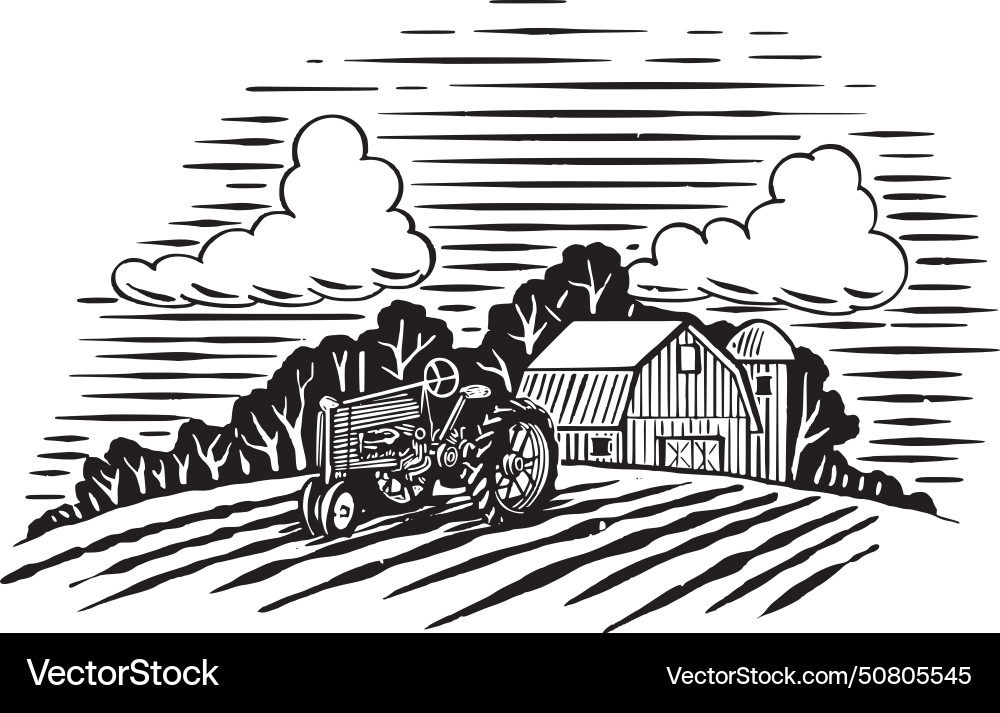 Farm tractor and icon Royalty Free Vector Image