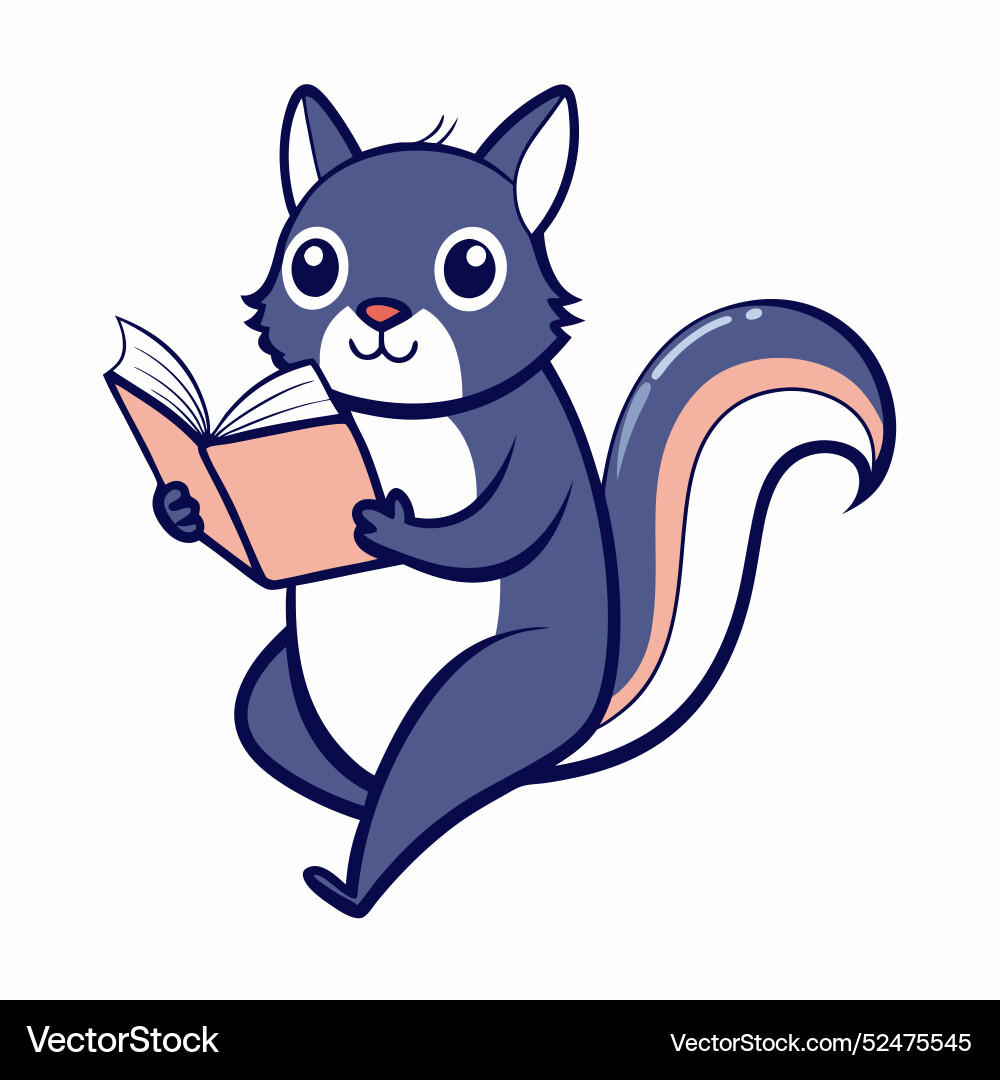 Flying squirrel reading kawaii Royalty Free Vector Image