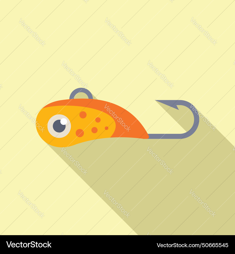 Hook ice fishing bait icon flat nature Royalty Free Vector