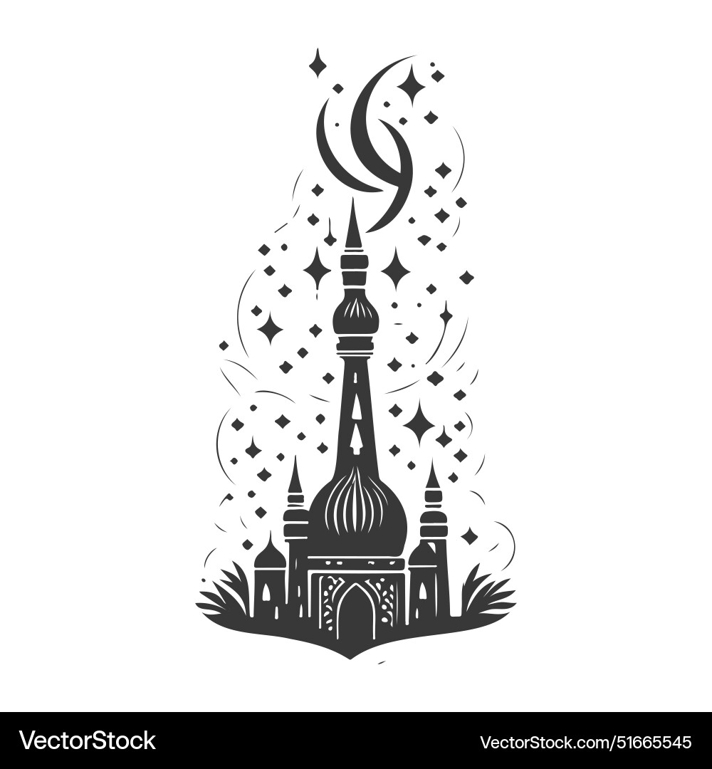 Minaret ramadan grey Royalty Free Vector Image
