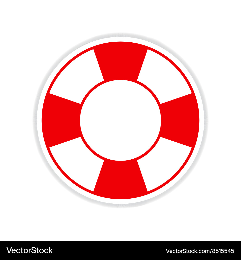 Paper sticker on white background round lifebuoy Vector Image