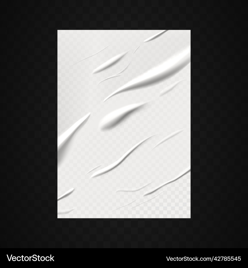 Paper wet effect white glued or foil poster Vector Image