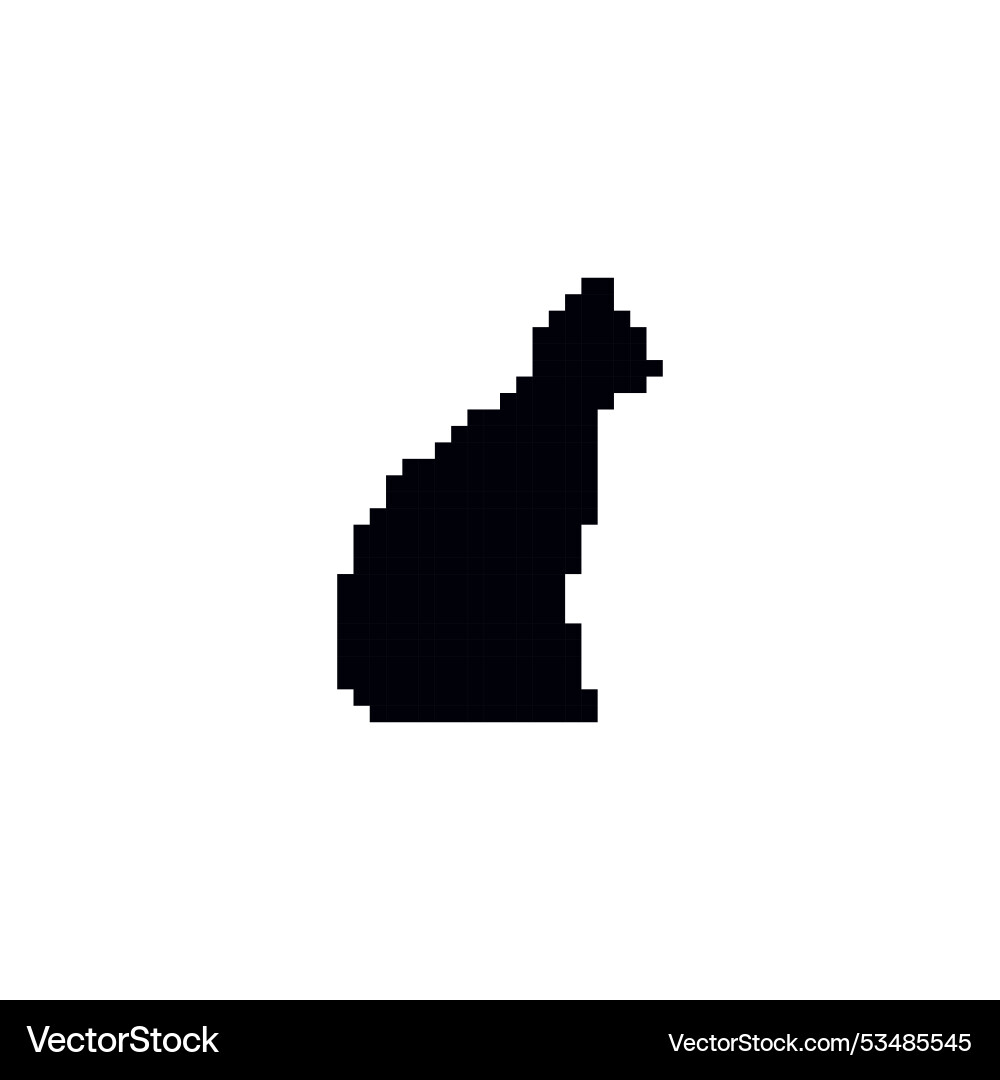 Pixelated cat silhouette black pixel icon Vector Image