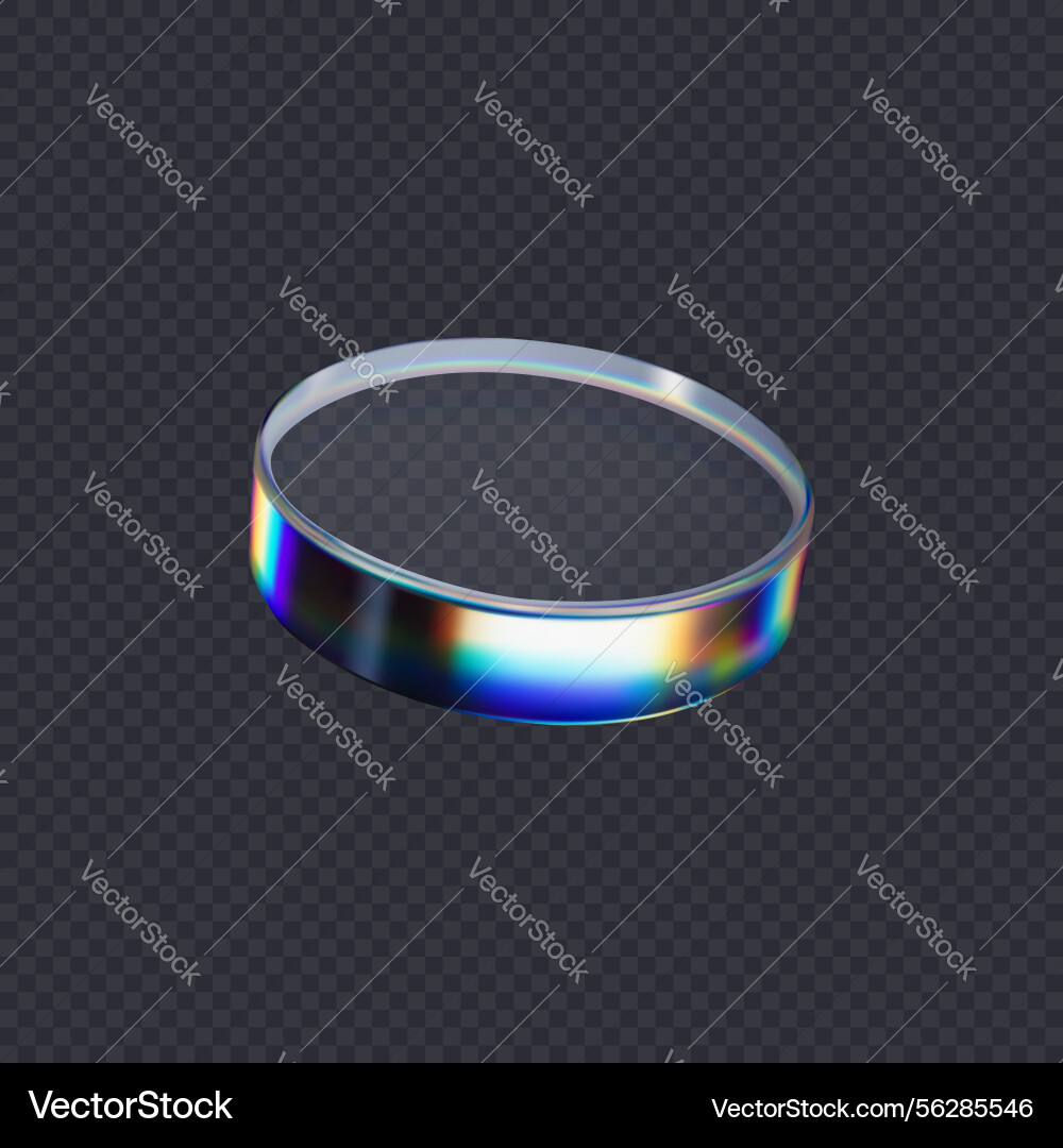 3d transparent glossy round disc with dispersion Vector Image
