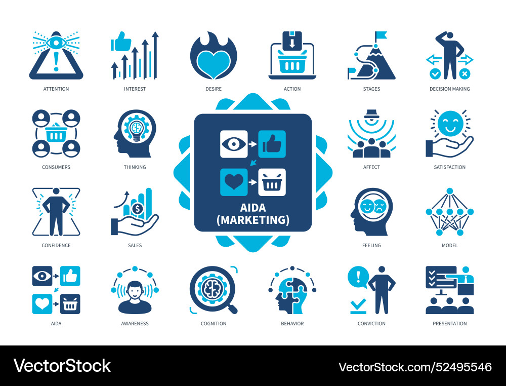 Aida solid icon set Royalty Free Vector Image - VectorStock