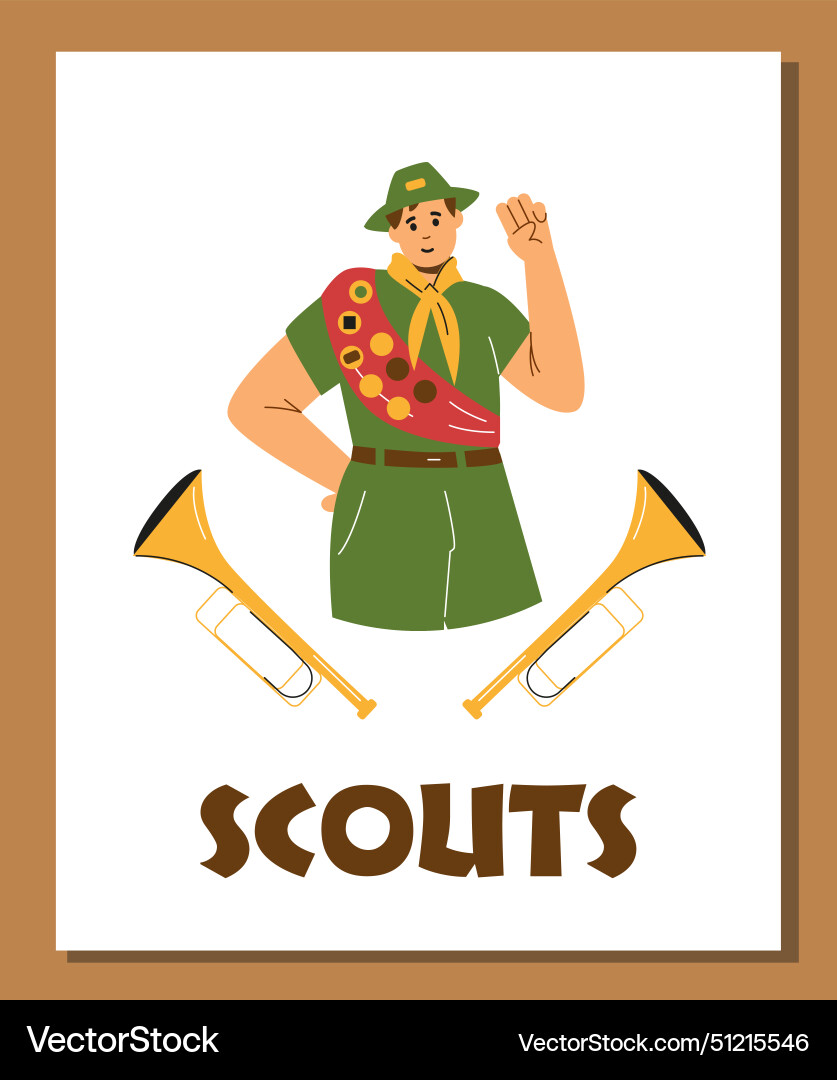 Boy in scout uniform red ribbon with badges Vector Image