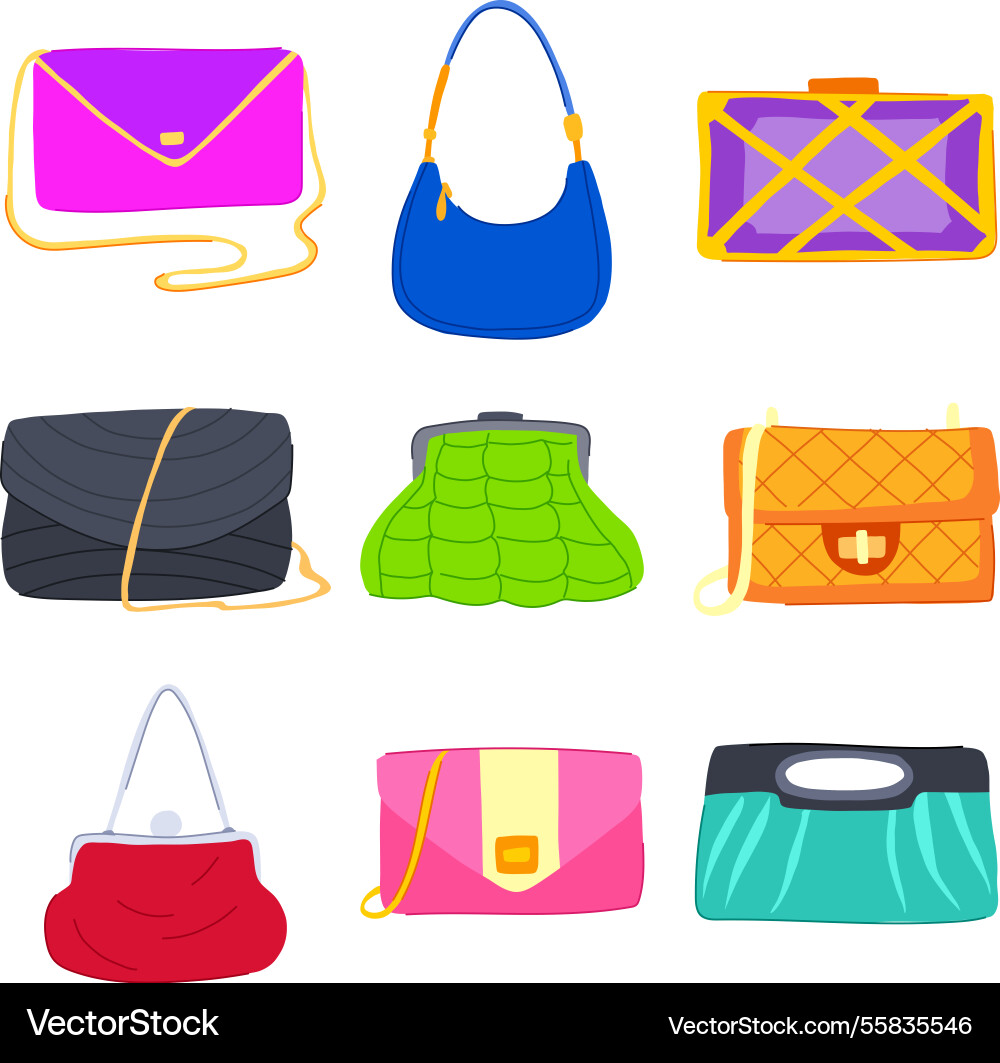Clutch set cartoon Royalty Free Vector Image - VectorStock