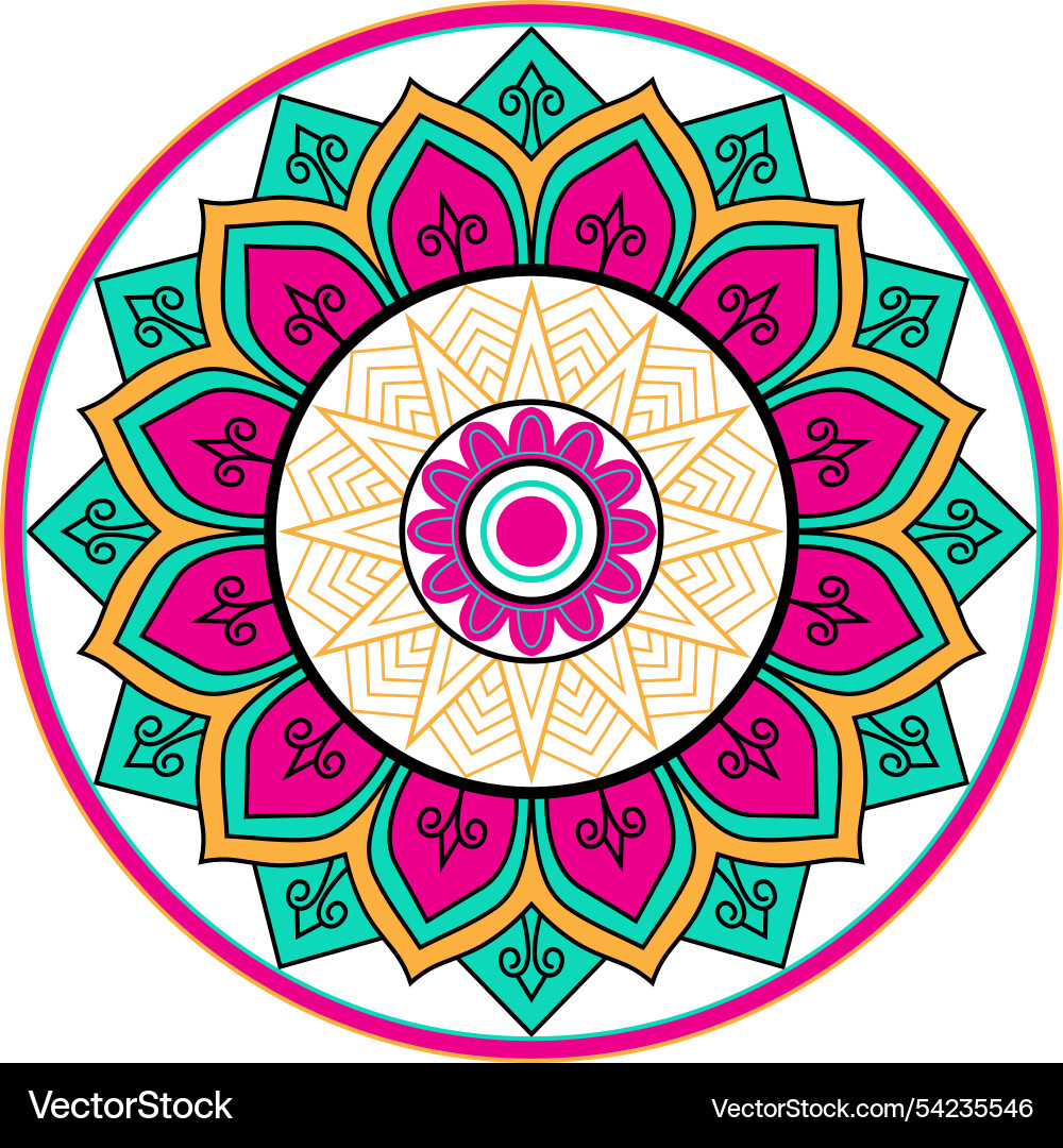 Colour mandala template Royalty Free Vector Image