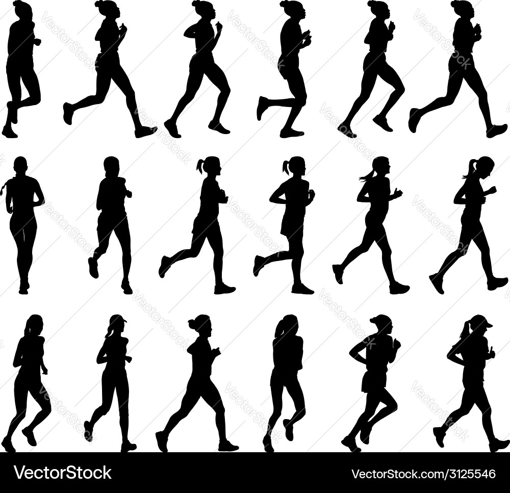 Female marathon runners Royalty Free Vector Image