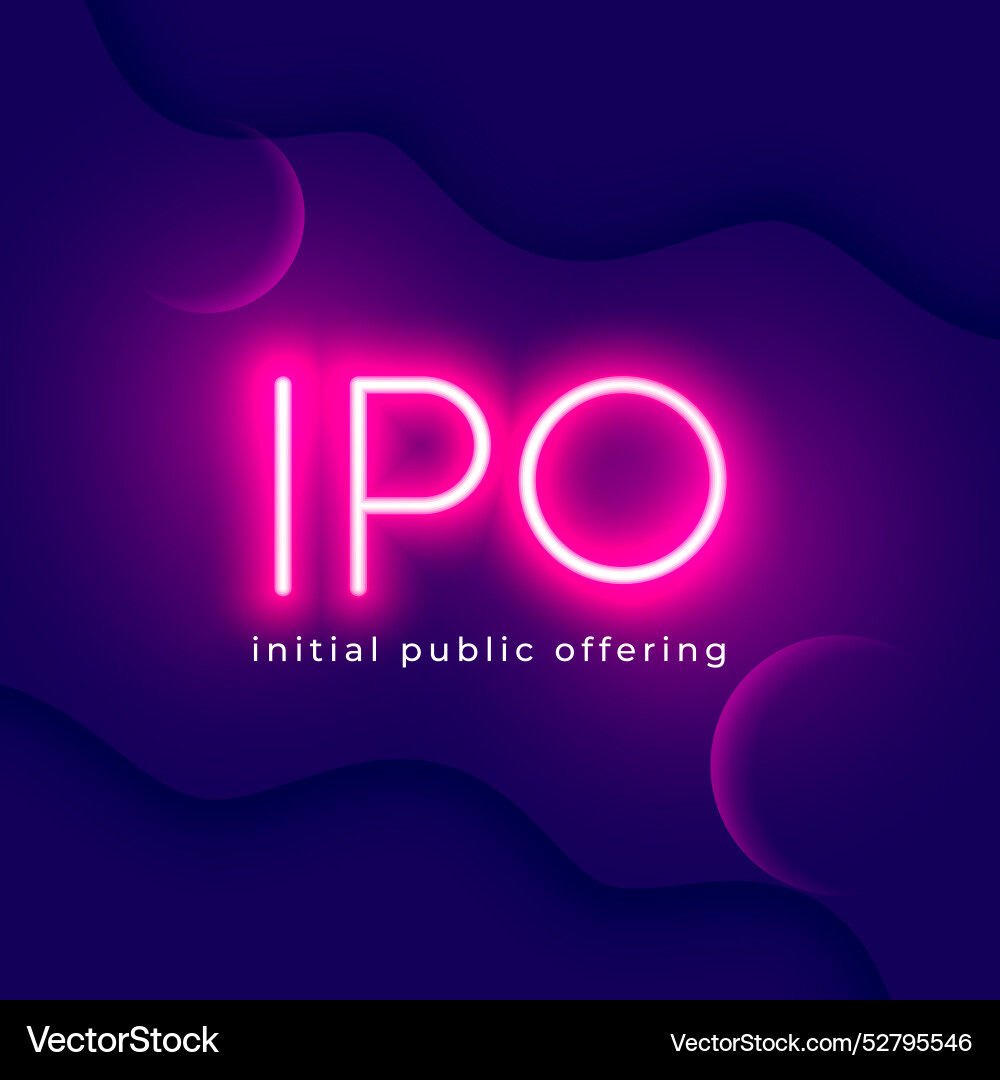 Glowing ipo initial public offering stock market Vector Image
