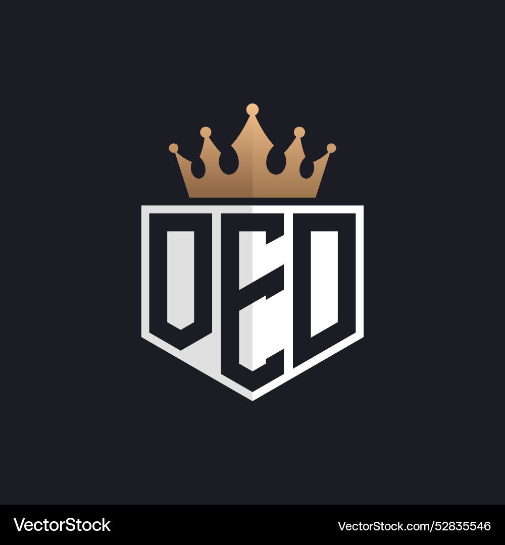 Luxury oed logo with crown elegant initials Vector Image
