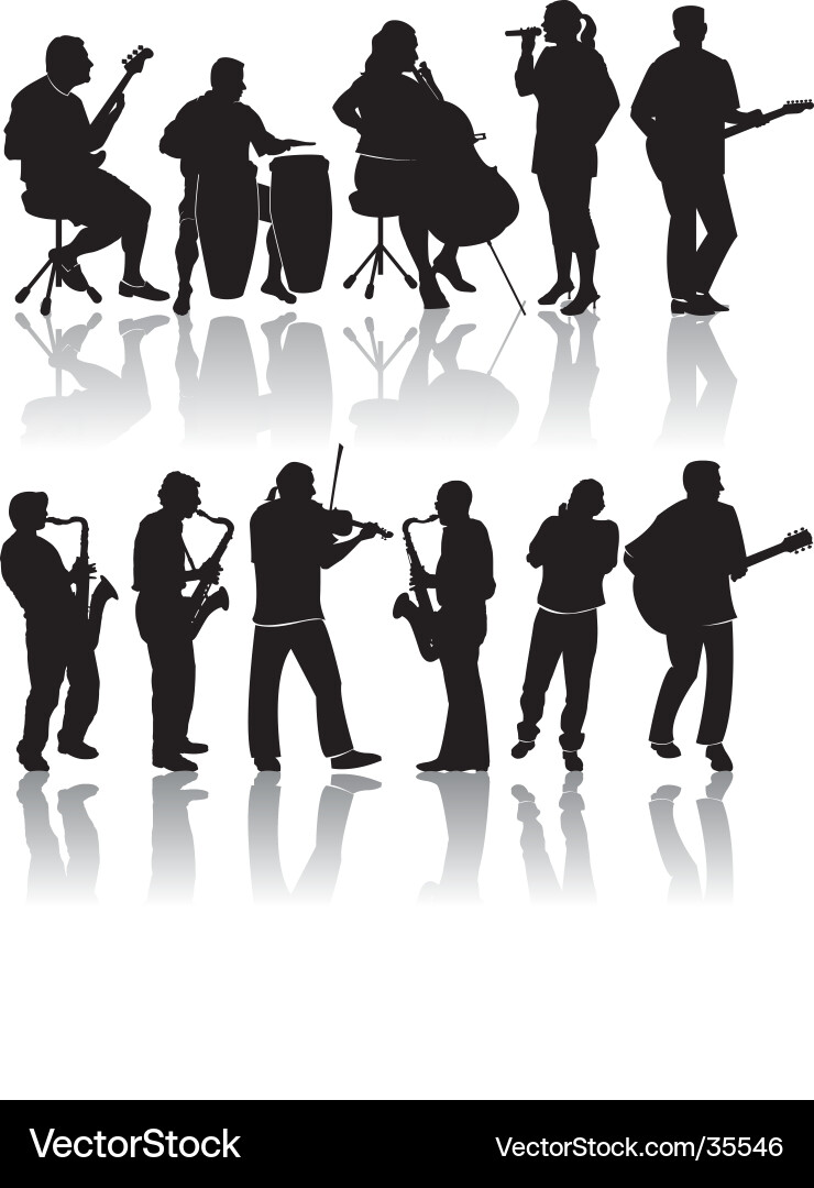 Music silhouettes Royalty Free Vector Image - VectorStock
