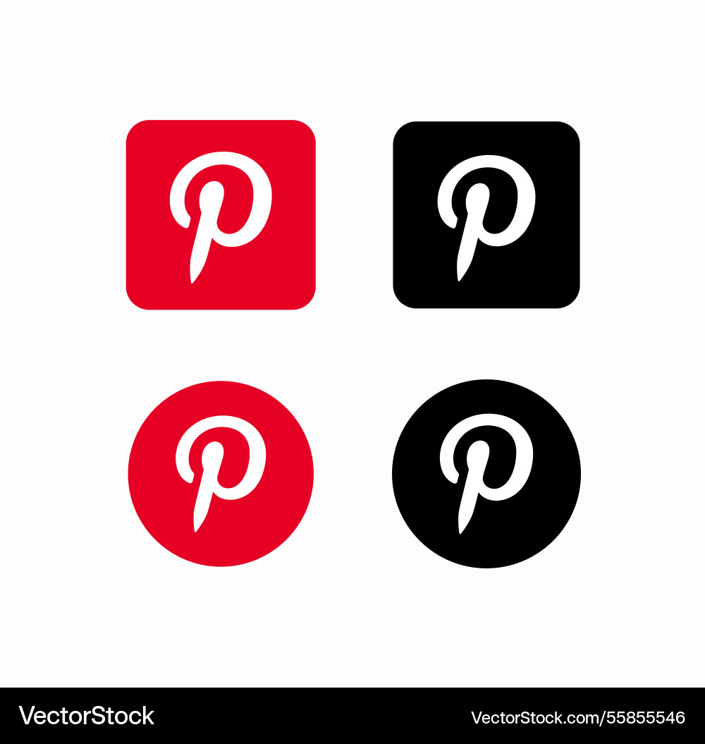 Pinterest logo with white background Royalty Free Vector