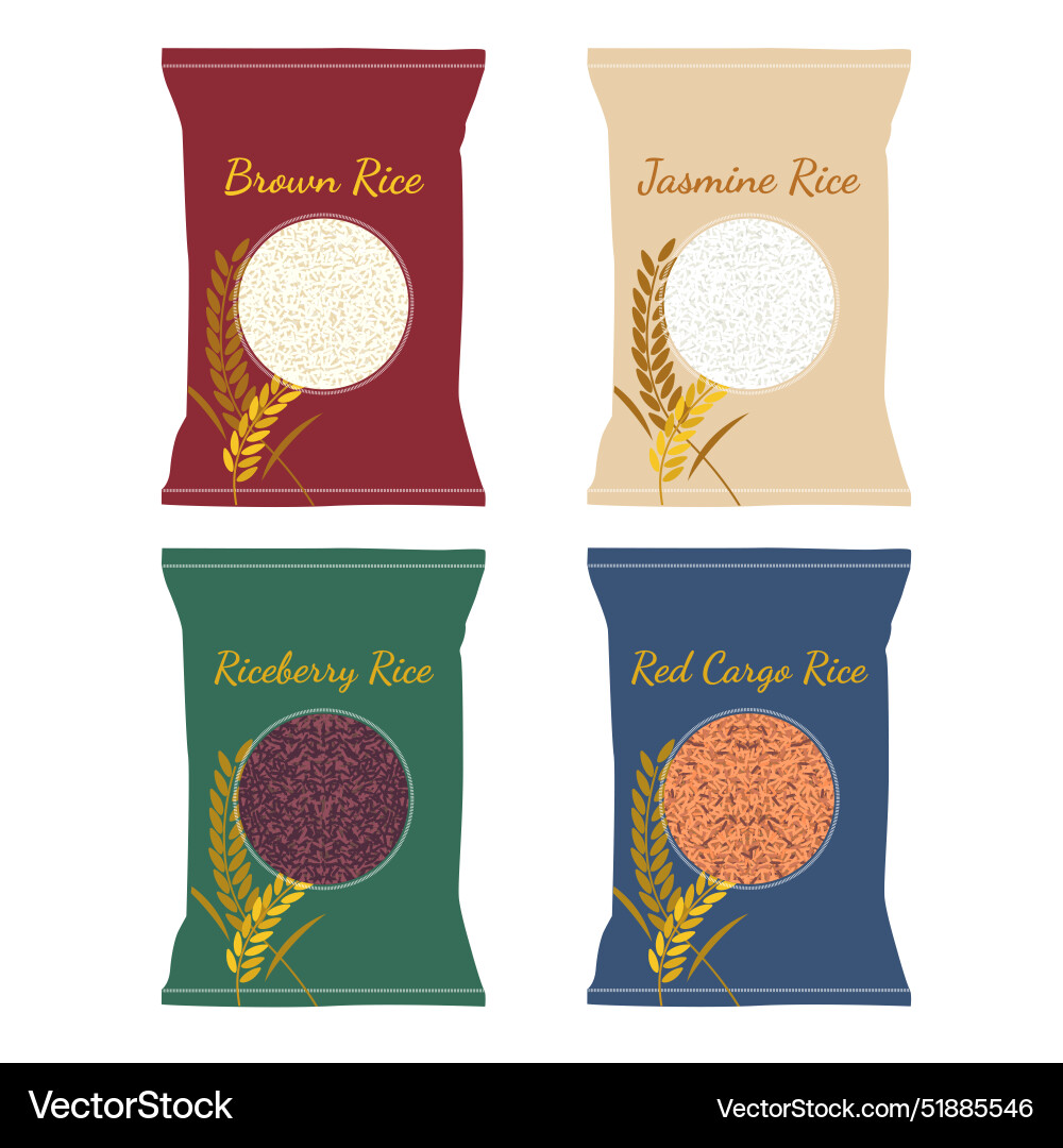 Rice bag collection Royalty Free Vector Image - VectorStock