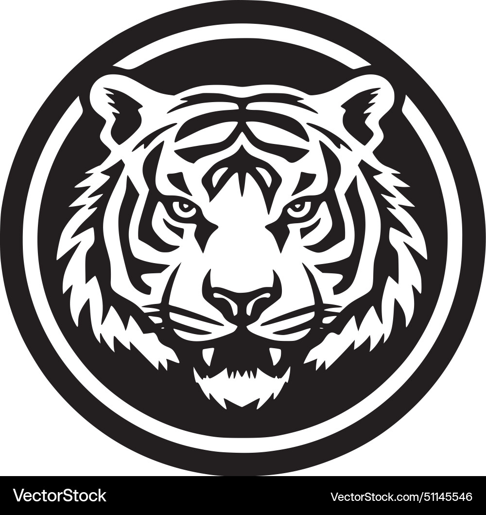 Tiger - black and white isolated icon Royalty Free Vector