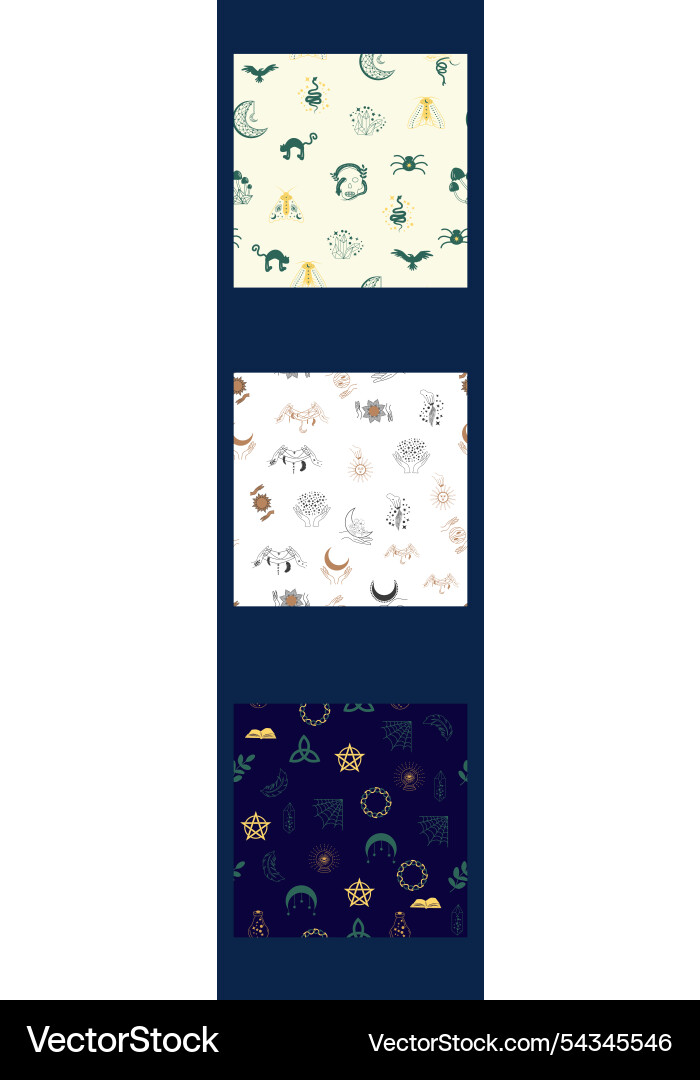 Vertical border set magic and heavens seamless Vector Image