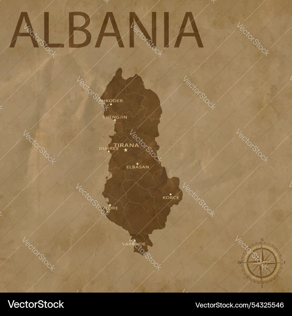 Vintage albania map with regions borders Vector Image