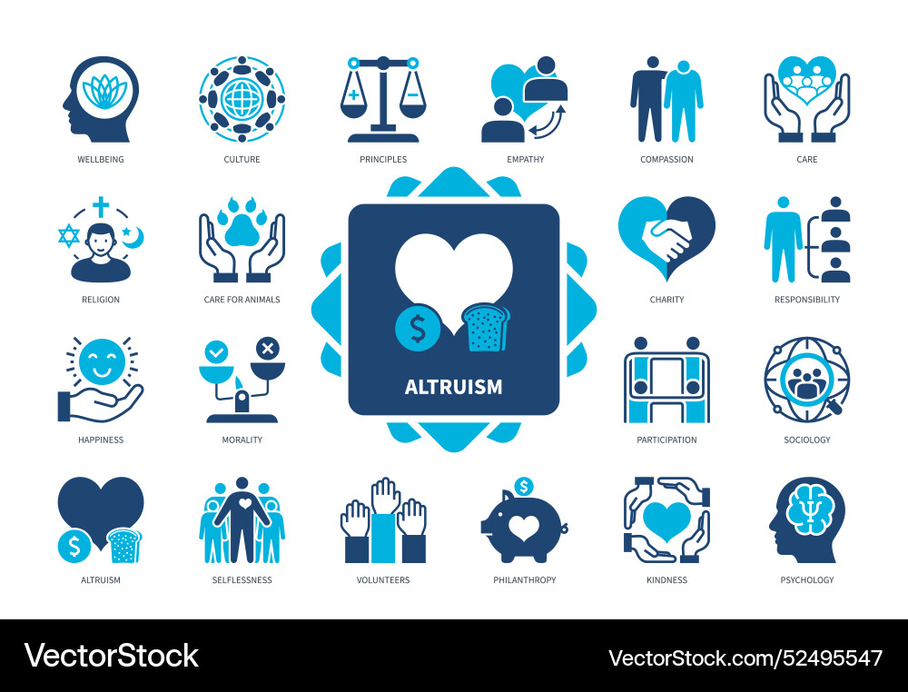 Altruism solid icon set Royalty Free Vector Image