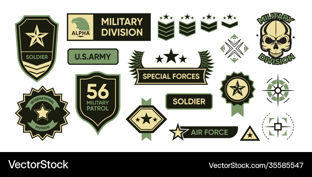 Army patches set Royalty Free Vector Image - VectorStock