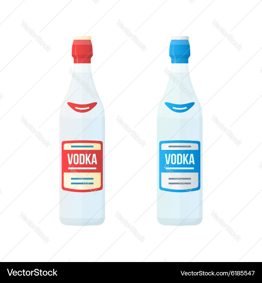 Colored flat red and blue label couple vodka Vector Image