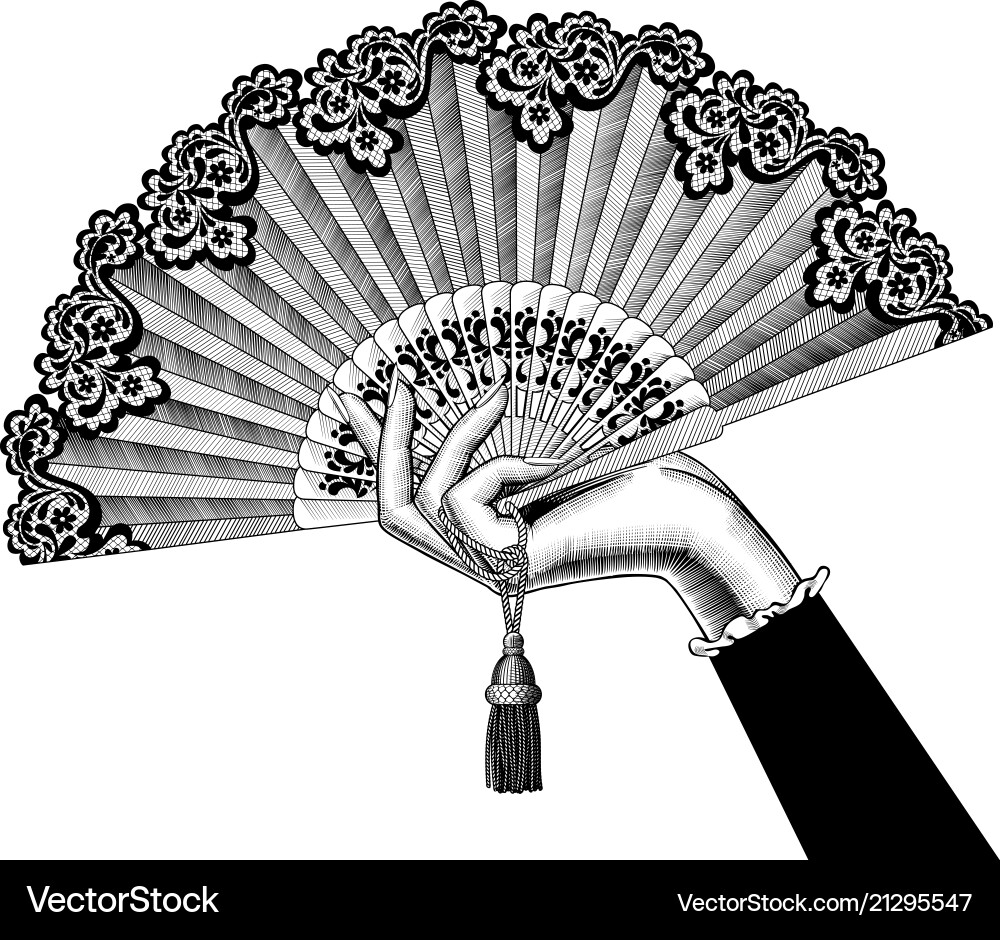 Female hand with open fan Royalty Free Vector Image