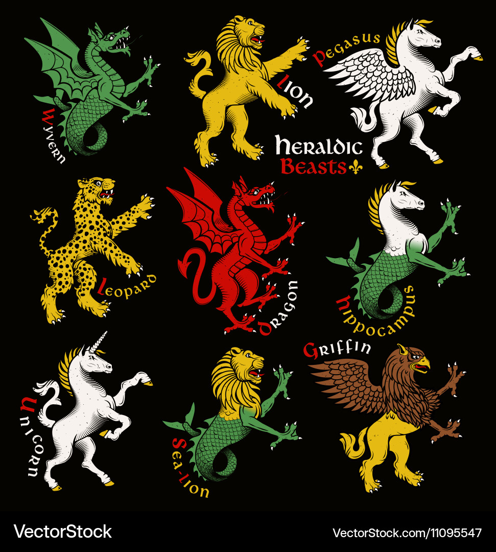 Heraldic beasts Royalty Free Vector Image - VectorStock