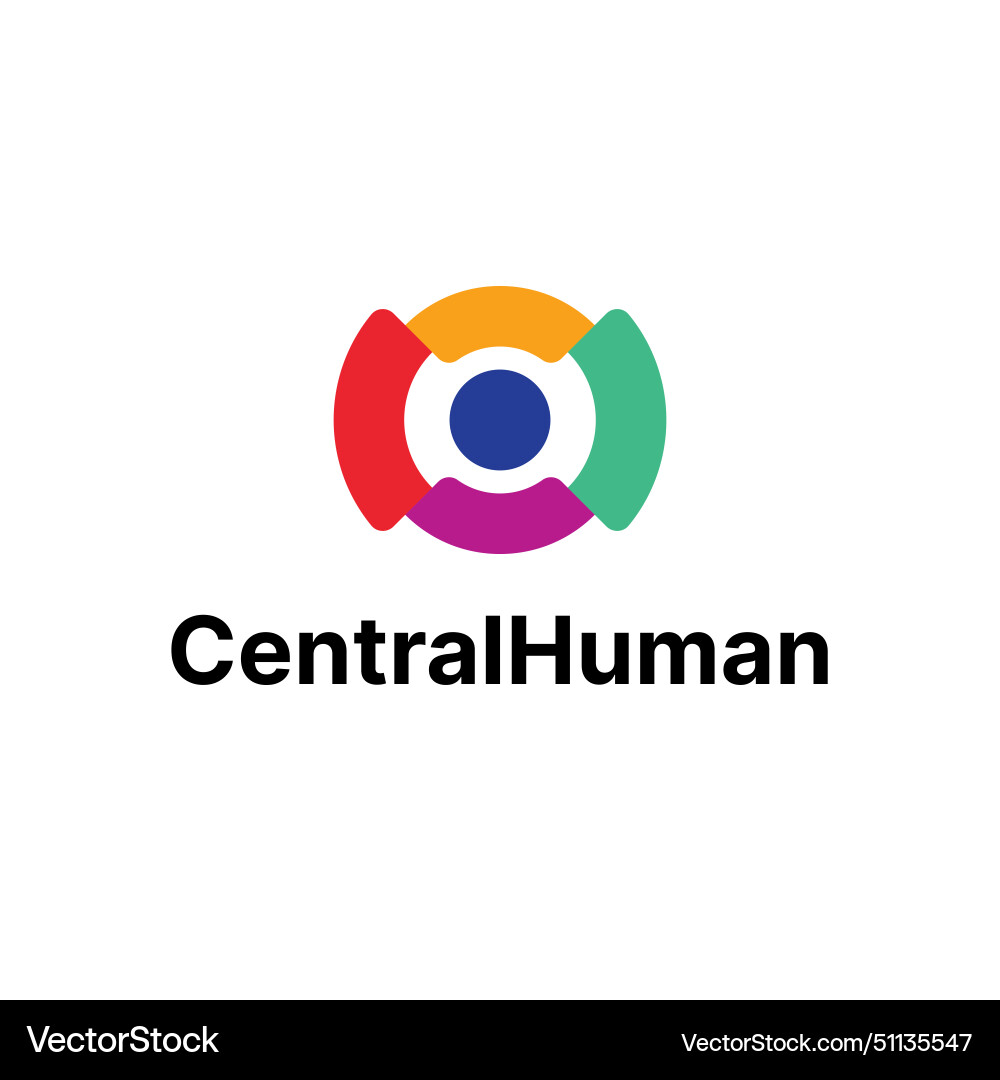 Human connection central logo Royalty Free Vector Image