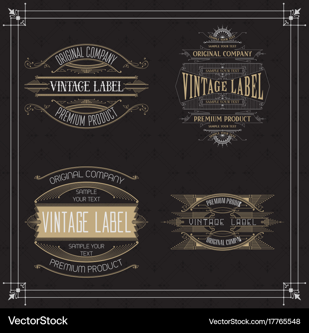 4 vintage typographic label premium Royalty Free Vector