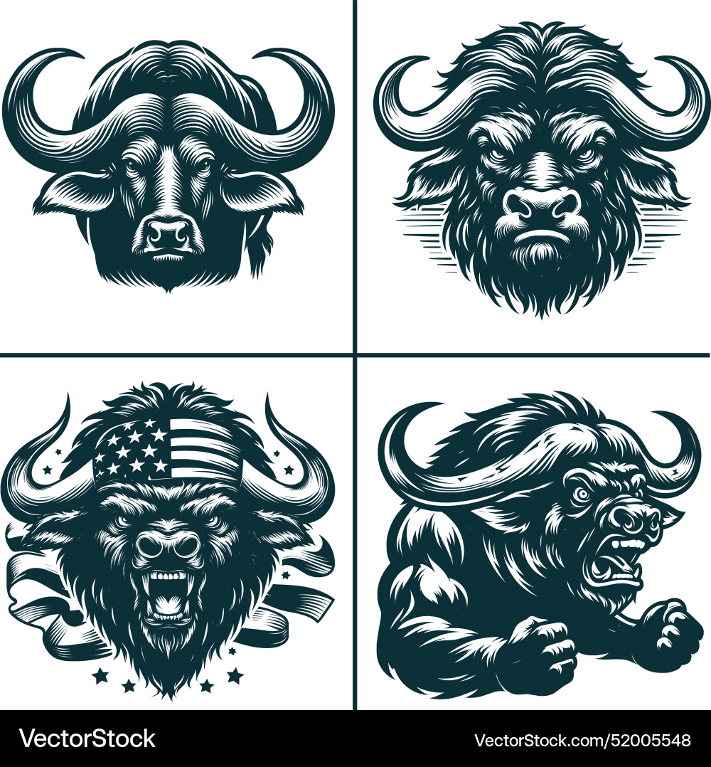 Bison buffalo silhouette svg filesbuffalo Vector Image