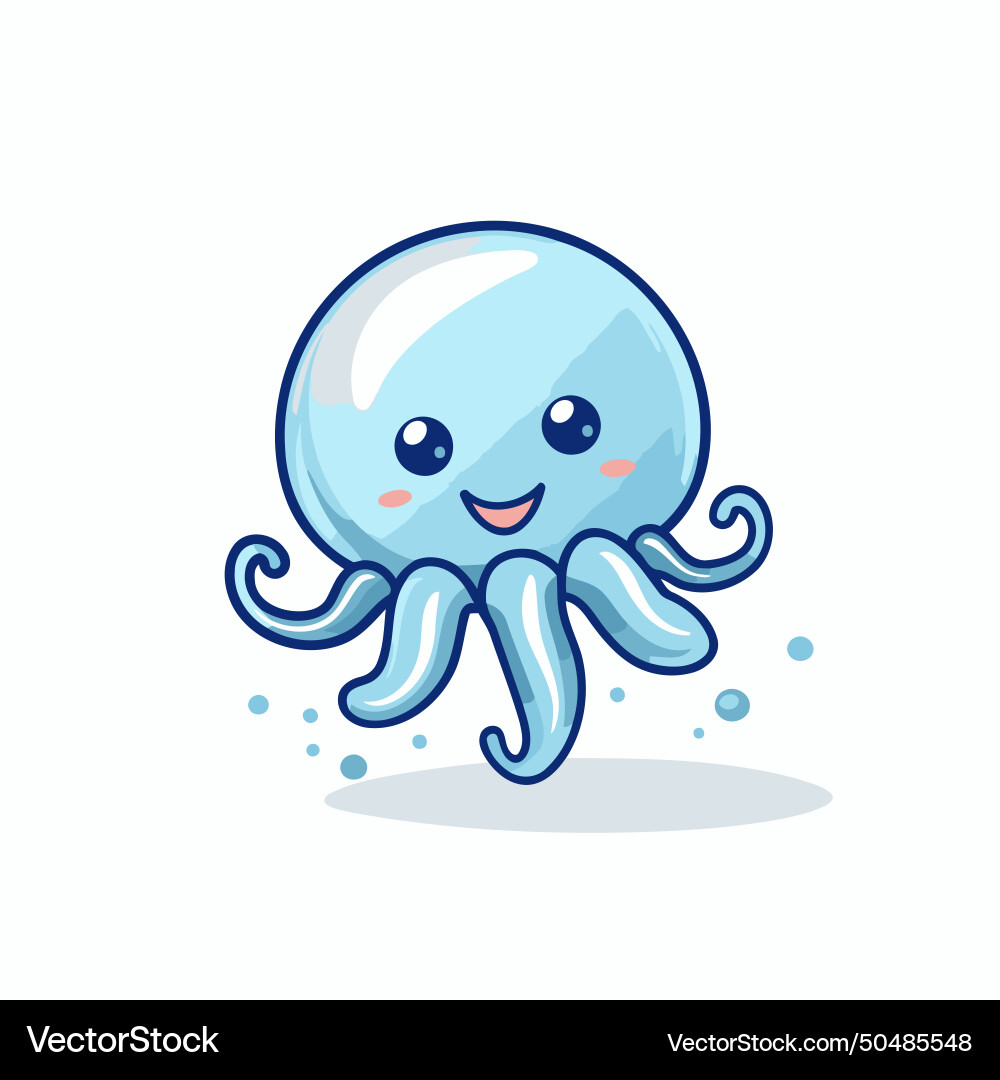 Cute cartoon octopus character isolated on white Vector Image