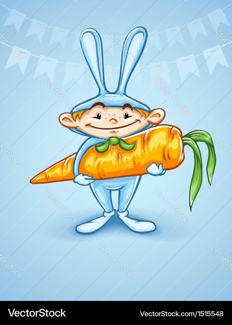 Happy little boy in rabbits Royalty Free Vector Image