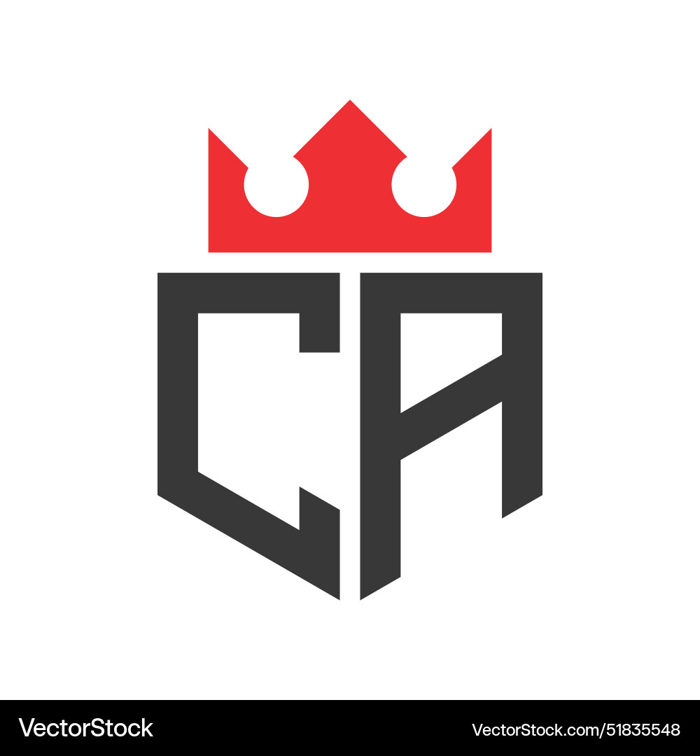 Letter ca crown logo crown on letter ca logo Vector Image