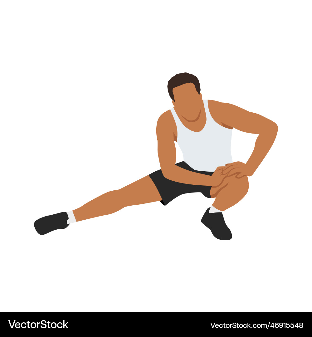 Man stretching thighs and leg before workout flat Vector Image