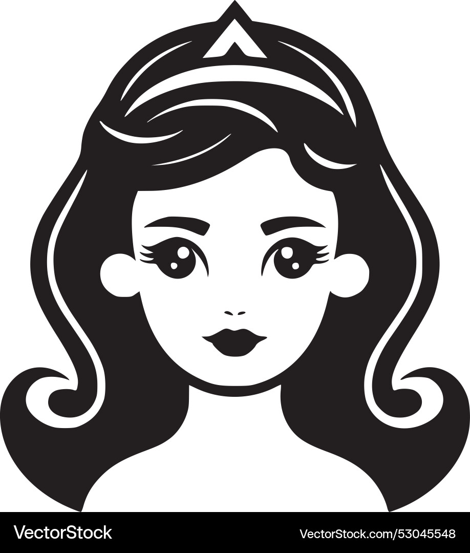 Princess - black and white Royalty Free Vector Image