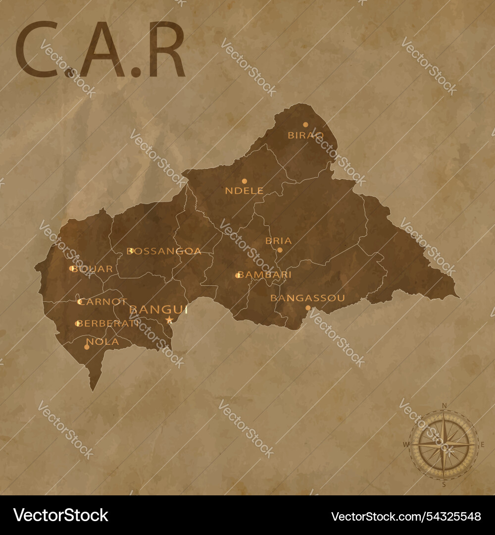 Vintage car map with regions borders and major Vector Image