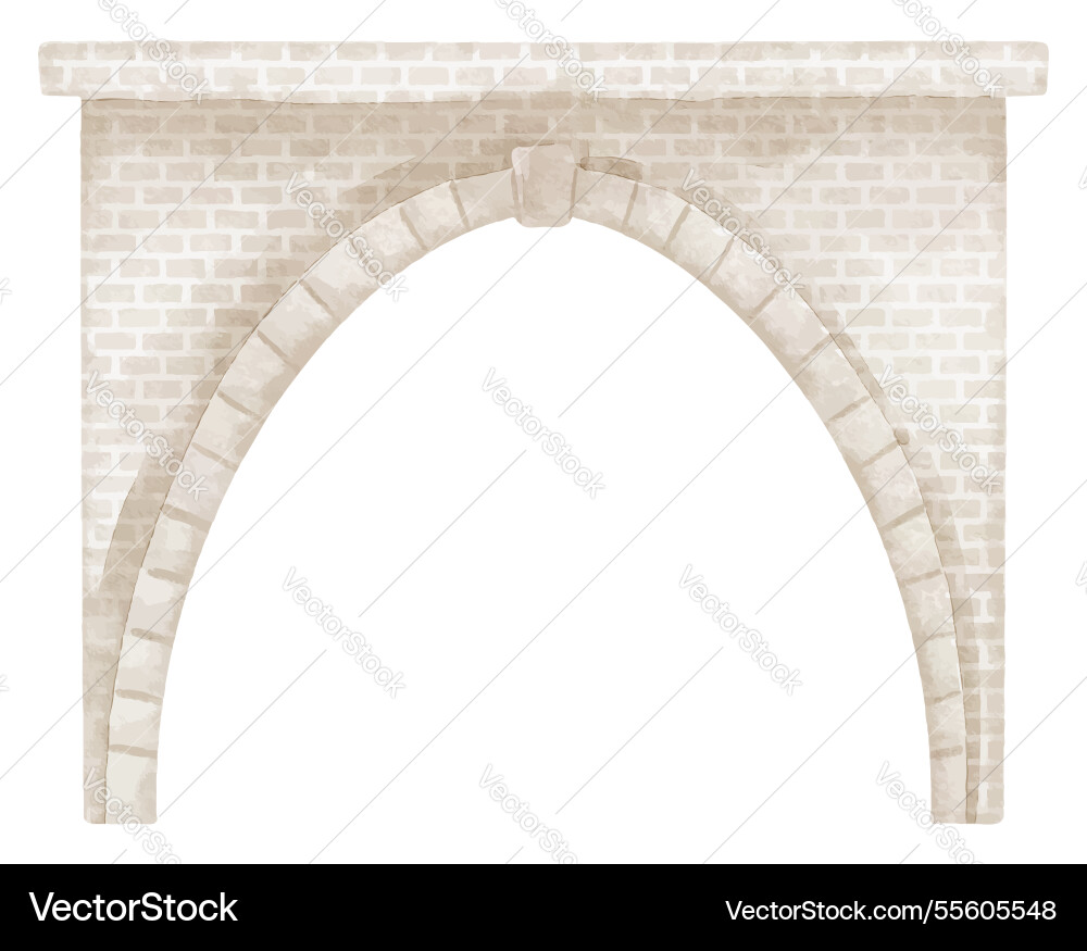 Watercolor stone arch drawing of Royalty Free Vector Image