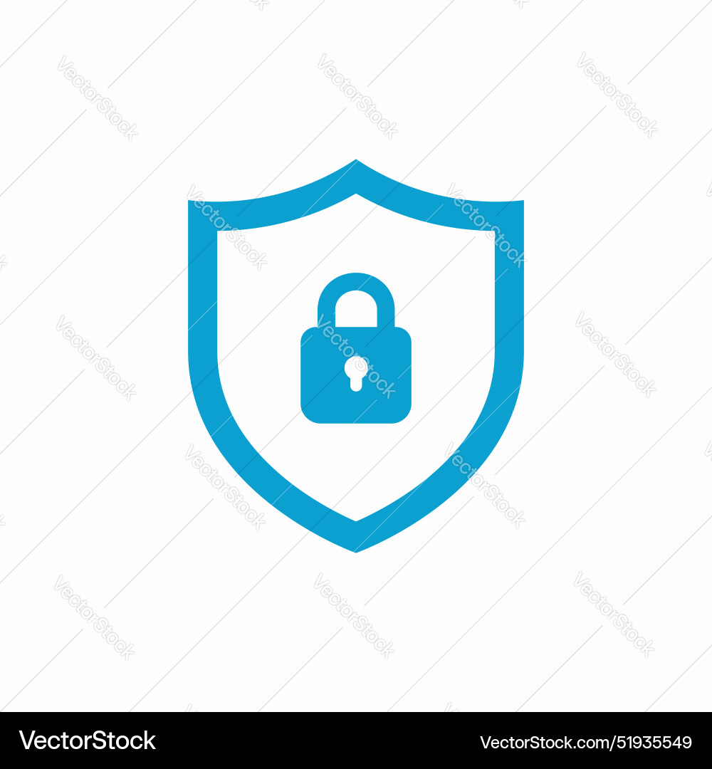 Blue shield lock icon Royalty Free Vector Image