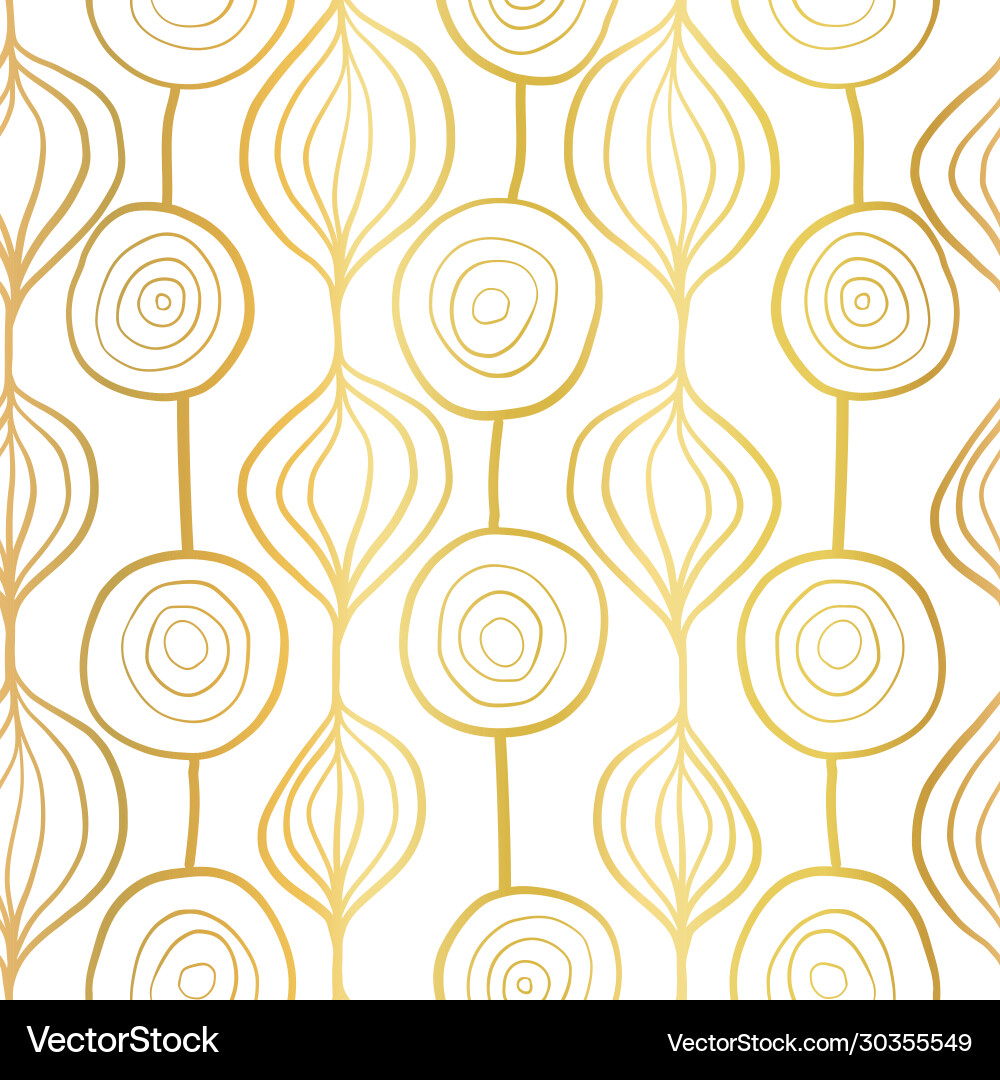 Golden organic shapes seamless pattern Royalty Free Vector