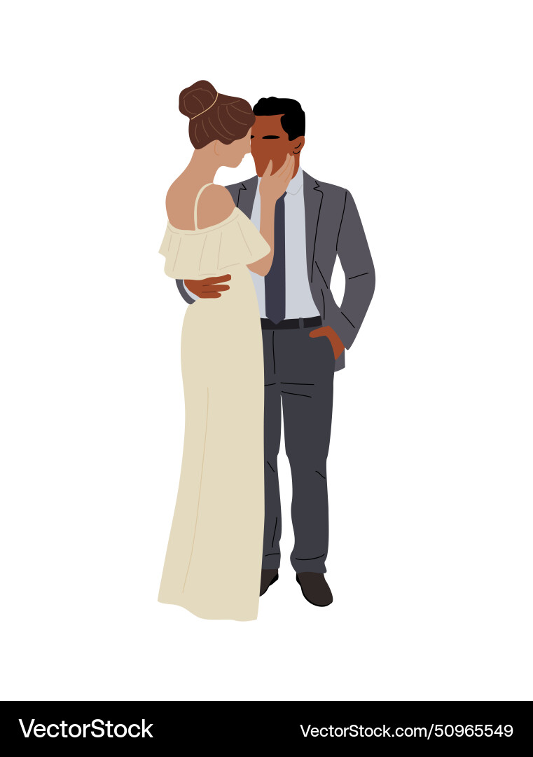 Happy wedding couple isolated on white Royalty Free Vector