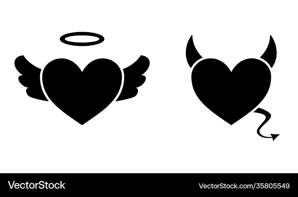 Heart with devil horns and a tail Royalty Free Vector Image