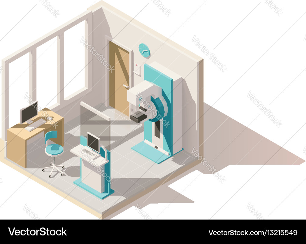 Isometric low poly mammography room Royalty Free Vector