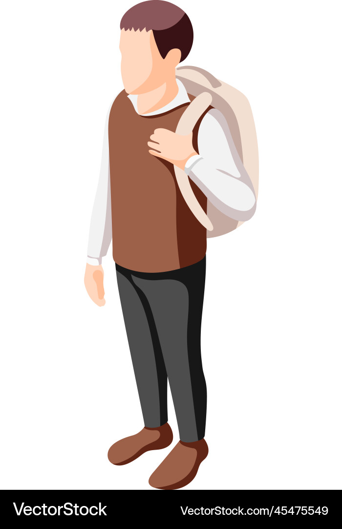 Isometric school boy Royalty Free Vector Image