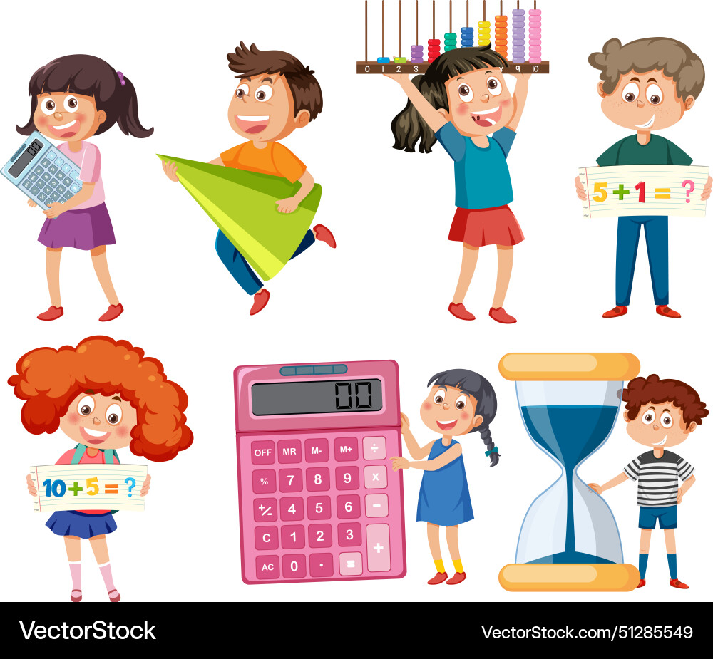 Kids learning math and time management skills Vector Image