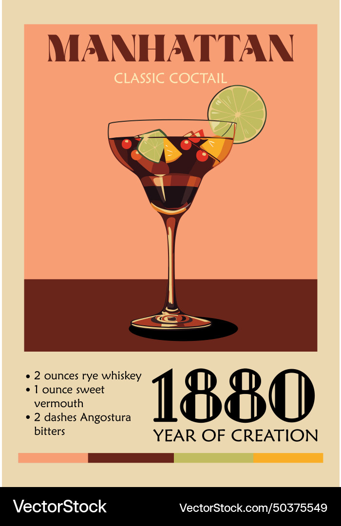Manhattan cocktail retro poster art Royalty Free Vector