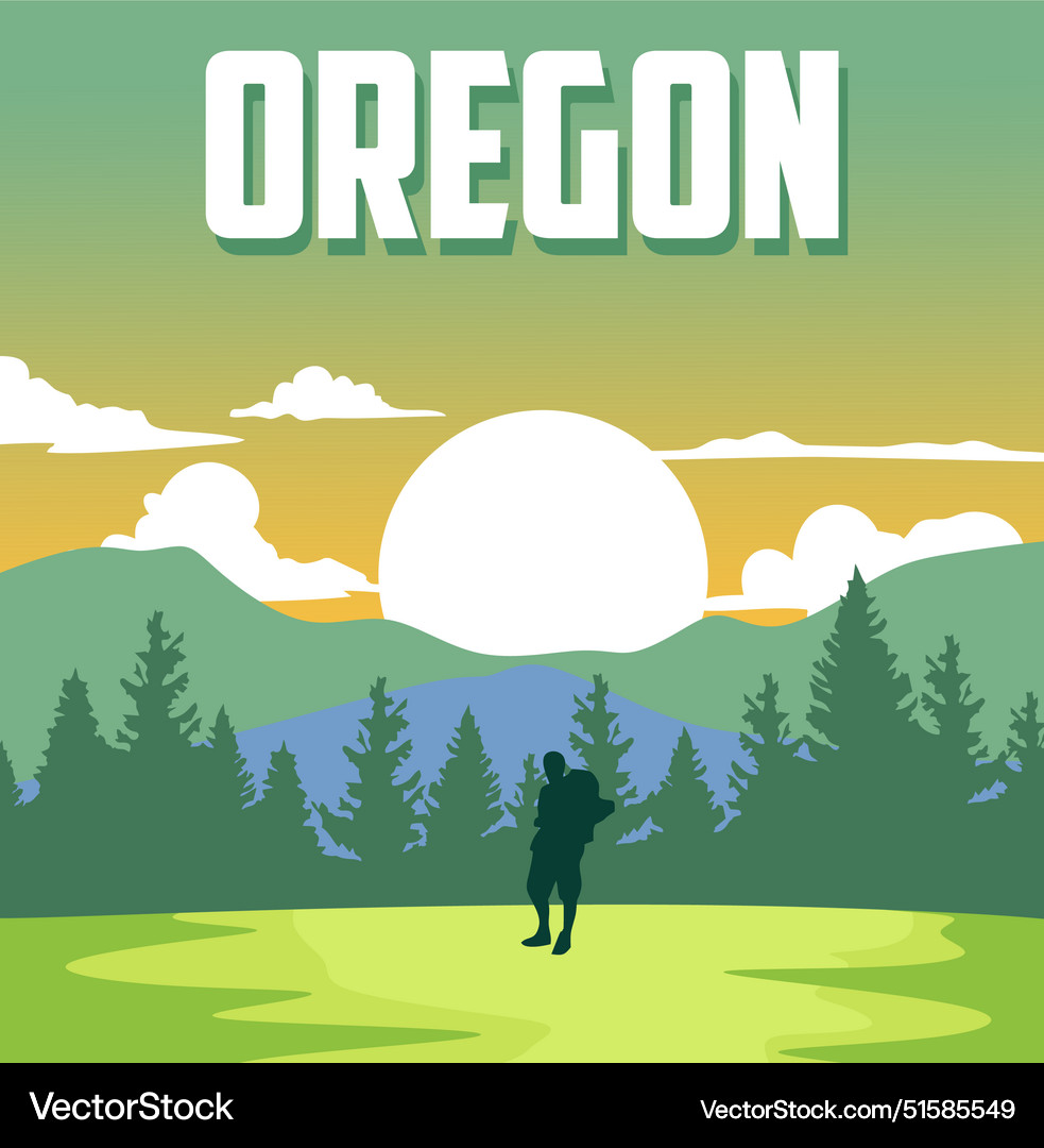 Oregon state with beautiful forest and sky Vector Image