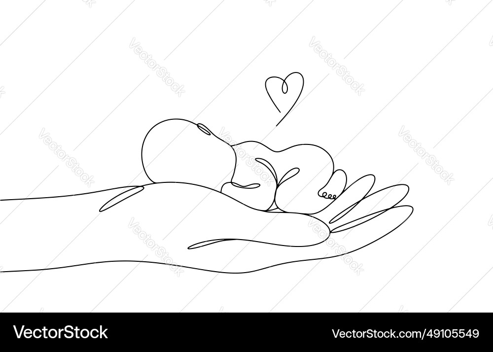 Premature baby hand one line Royalty Free Vector Image