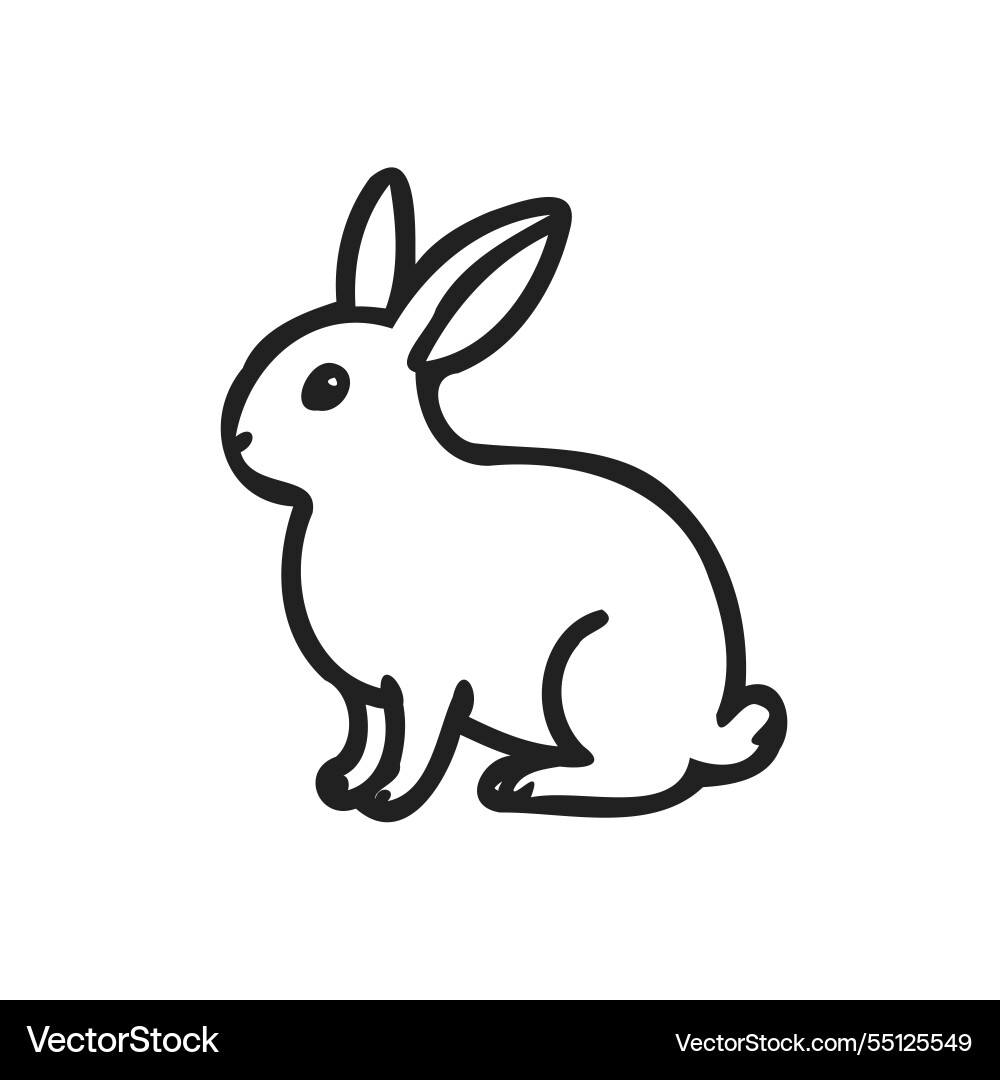 Rabbit line art on white background Royalty Free Vector