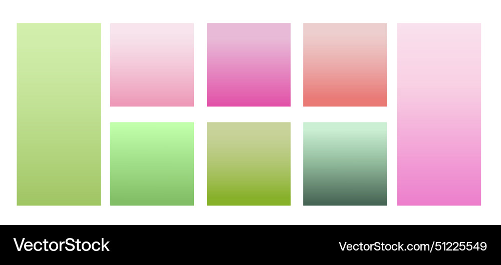 Set of gradient backgrounds green and pink Vector Image