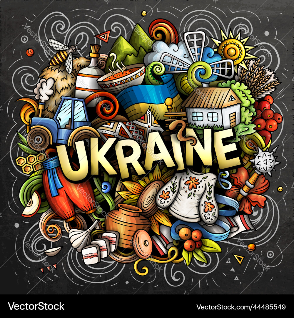 Ukraine hand drawn cartoon doodle Royalty Free Vector Image